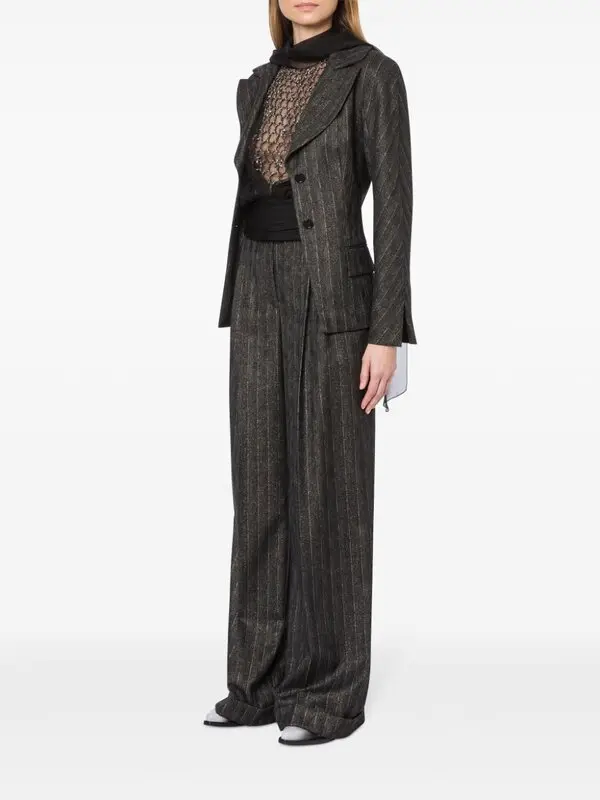 Alberta Ferretti Pinstriped Single-breasted Blazer - Grey