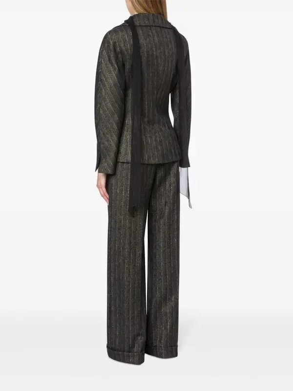 Alberta Ferretti Pinstriped Single-breasted Blazer - Grey