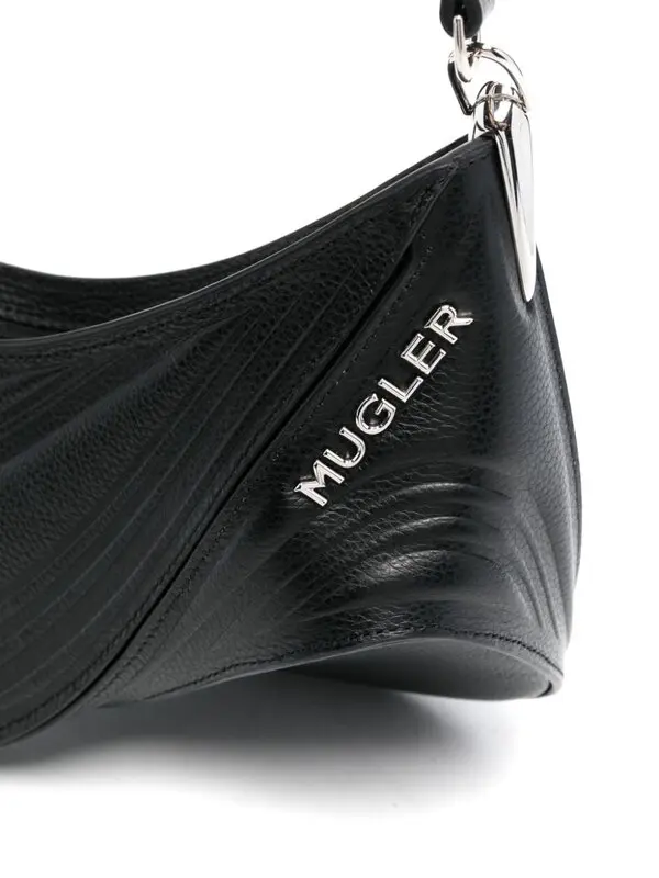 MUGLER Debossed Shoulder Bag - Black