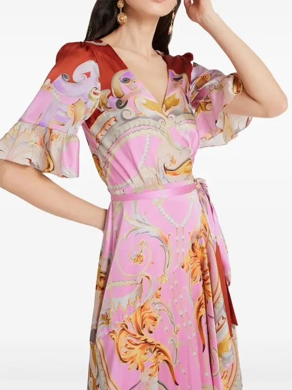 TEMPERLEY LONDON Carline-print Wrap Dress - Pink