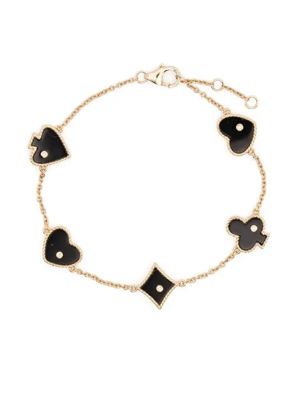 Yvonne Léon 9k Gold Casino Diamond And Onyx Bracelet