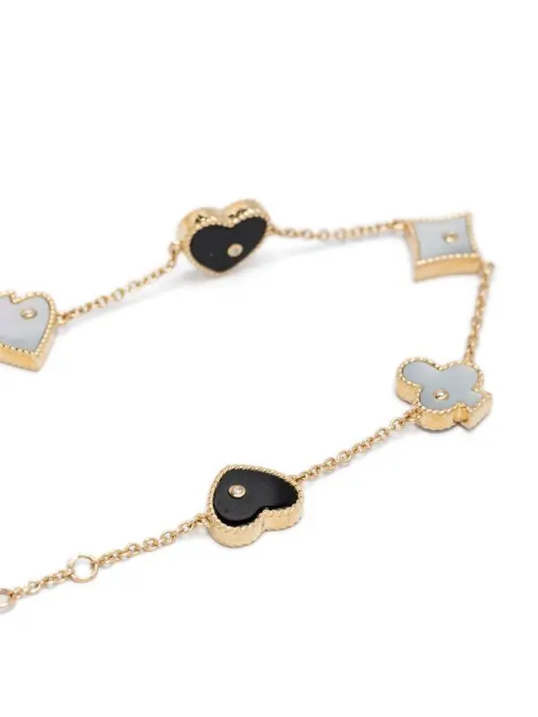 Yvonne Léon 9k Gold Casino Diamond And Onyx Bracelet