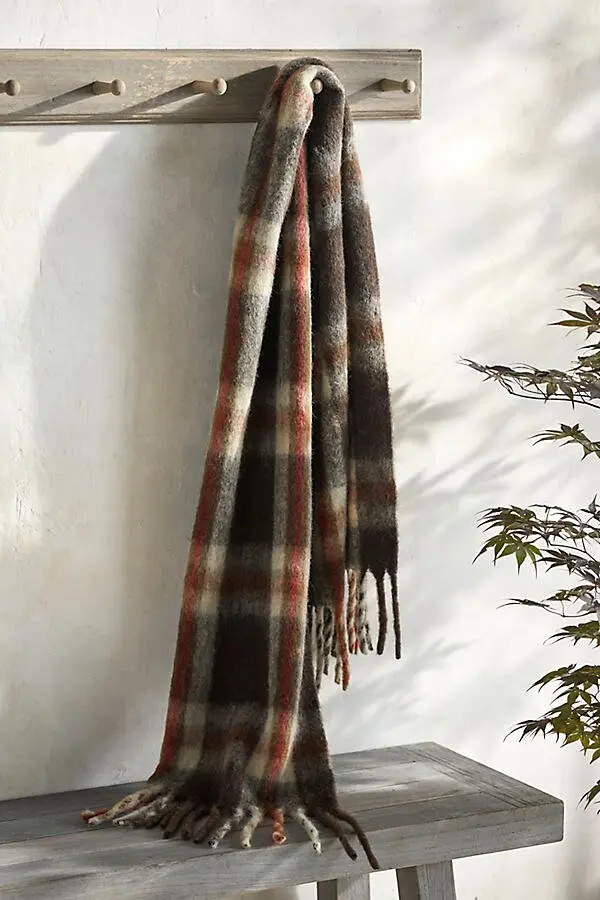 TERRAIN Plaid Blanket Scarf, Rose - Pink