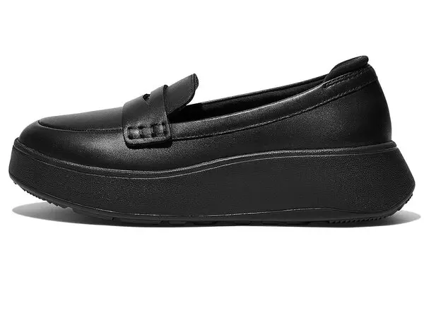 Fitflop F-mode Leather Flatform Penny Loafers - Black