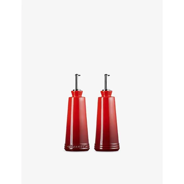 LE CREUSET Signature Stoneware Oil And Vinegar Set - Cerise