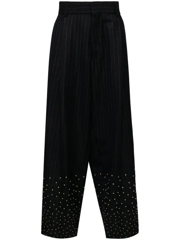 Kolor Stud-embellished Wool Trousers - Blue