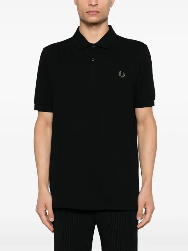 Comme Des Garçons X Fred Perry Slogan-print Polo Shirt - Black