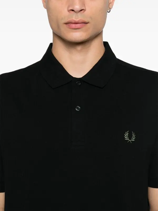 Comme Des Garçons X Fred Perry Slogan-print Polo Shirt - Black