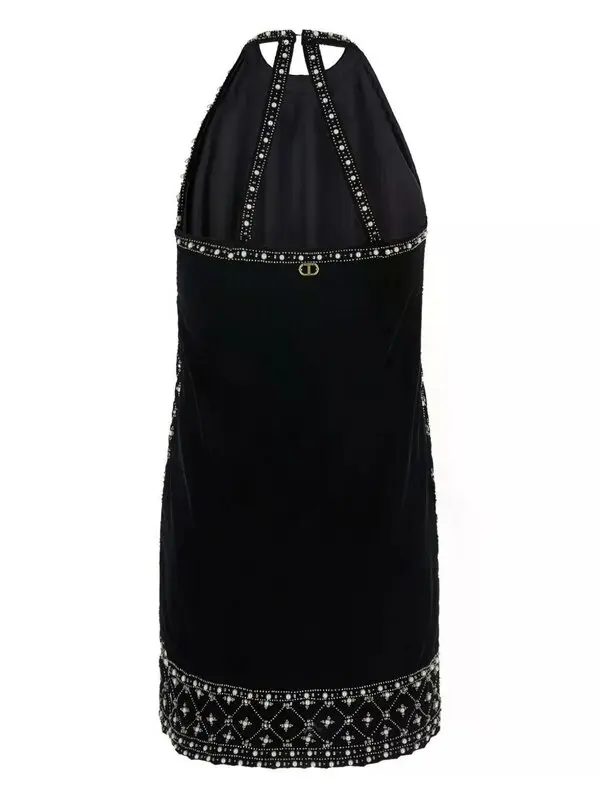 TWINSET Crystal-embroidered Velvet Mini Dress