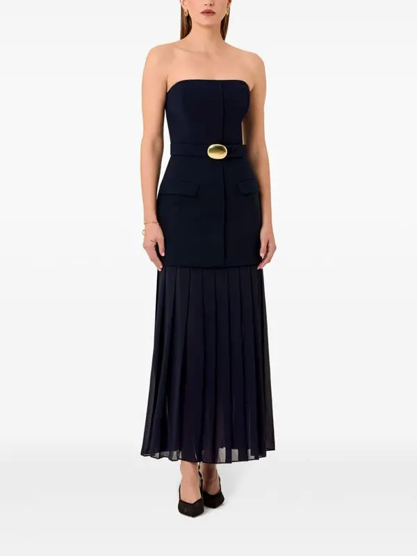 strapless summer midi dress Coastal Stripe Strapless Midi Dress