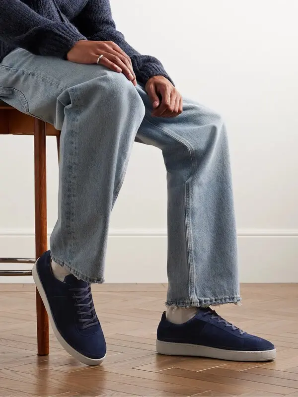 Mulo Waxed-suede Sneakers - Blue