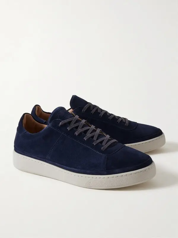 Mulo Waxed-suede Sneakers - Blue