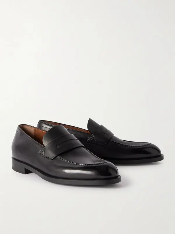 Zegna Classic Flex Glossed-leather Penny Loafers