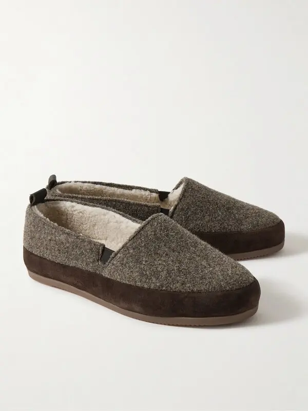 Mulo Shearling-lined Wool Loafers - Brown