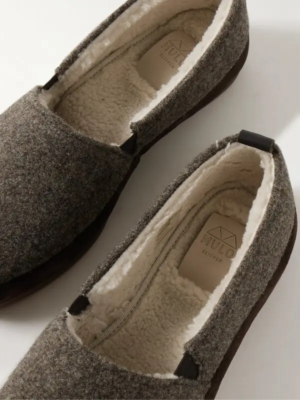 Mulo Shearling-lined Wool Loafers - Brown