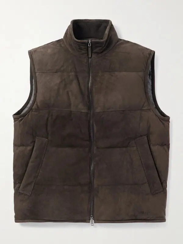 Zegna Quilted Suede Down Gilet
