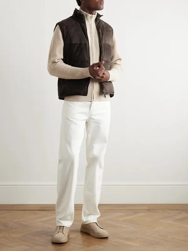 Zegna Quilted Suede Down Gilet