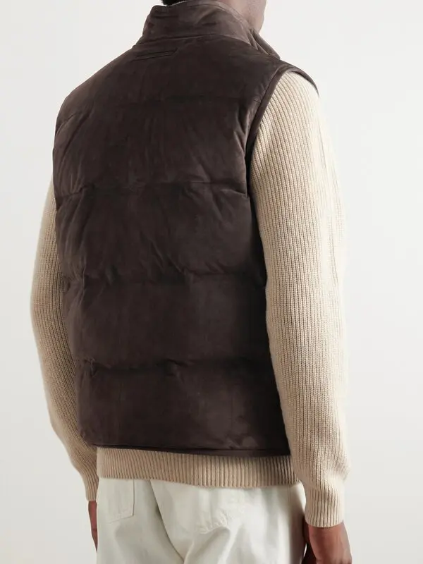 Zegna Quilted Suede Down Gilet