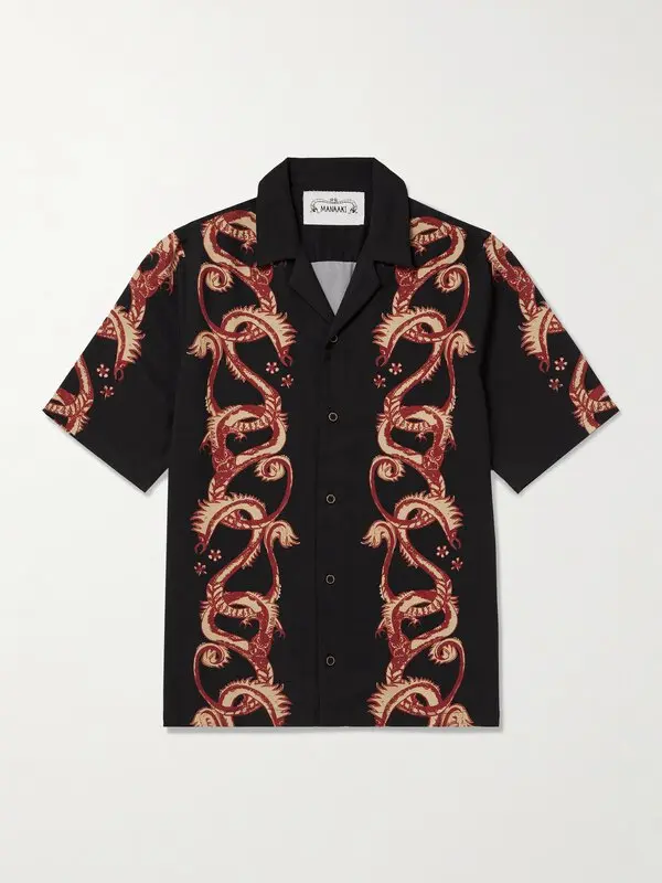 MANAAKI Taniwha Camp-collar Printed Lyocell-twill Shirt