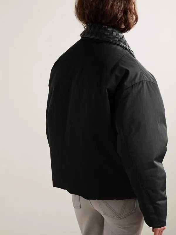 Bottega Veneta Intrecciato Leather-trimmed Down Jacket - Black