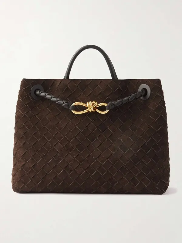 Bottega Veneta Andiamo Medium Intrecciato Suede Tote - Brown