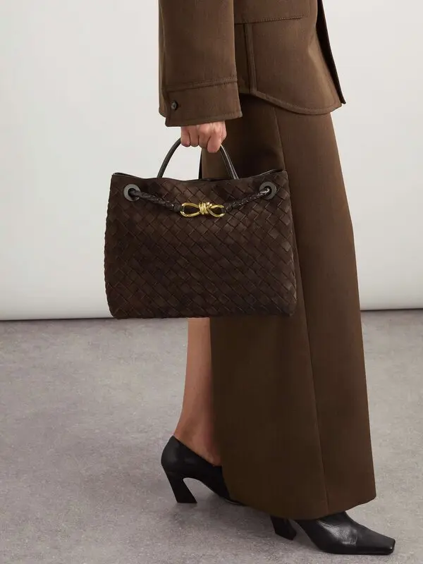 Bottega Veneta Andiamo Medium Intrecciato Suede Tote