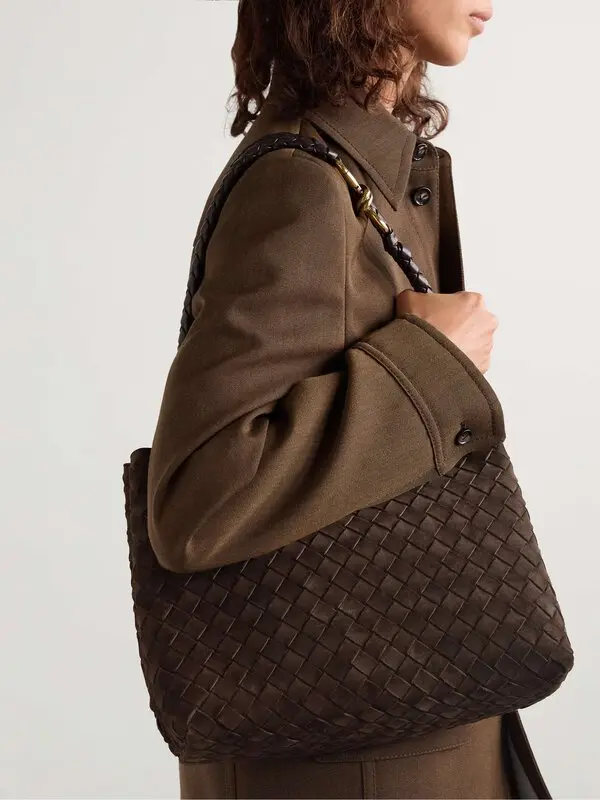 Bottega Veneta Andiamo Medium Intrecciato Suede Tote