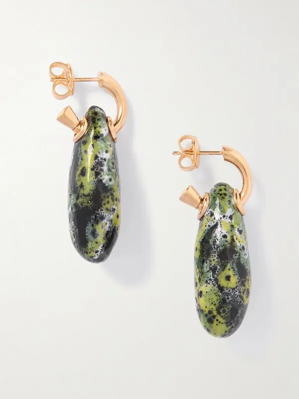 Bottega Veneta Gold-plated And Ceramic Hoop Earrings - Yellow