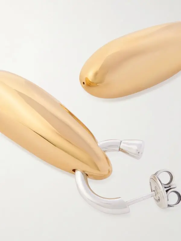 Bottega Veneta Plated And Silver Drop Hoop Earrings - Gold