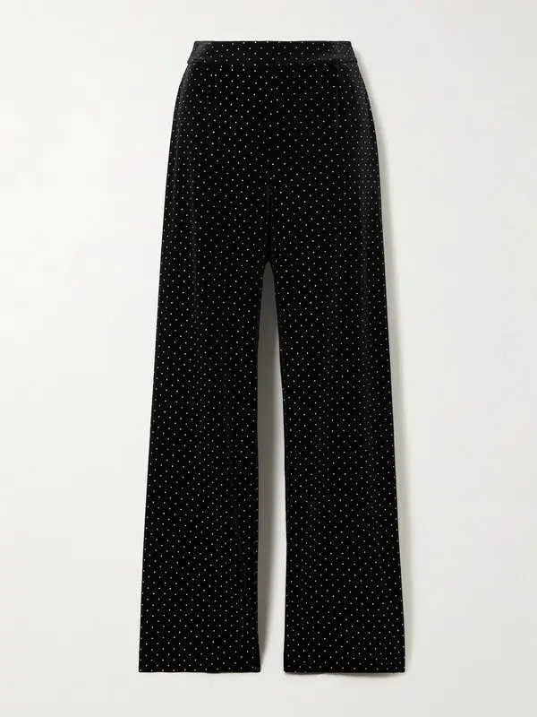 Borgo De Nor Henley Crystal-embellished Velvet Pants - Black