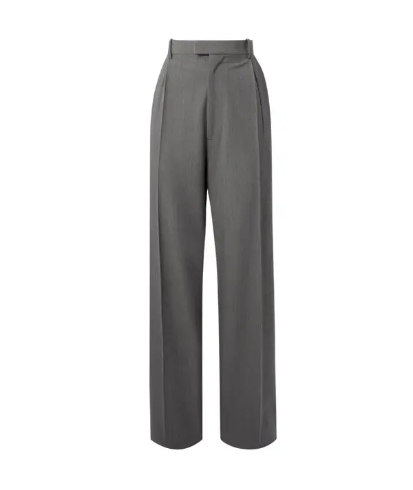 Bottega Veneta Pleated Wool-blend Straight-leg Trousers - Gray