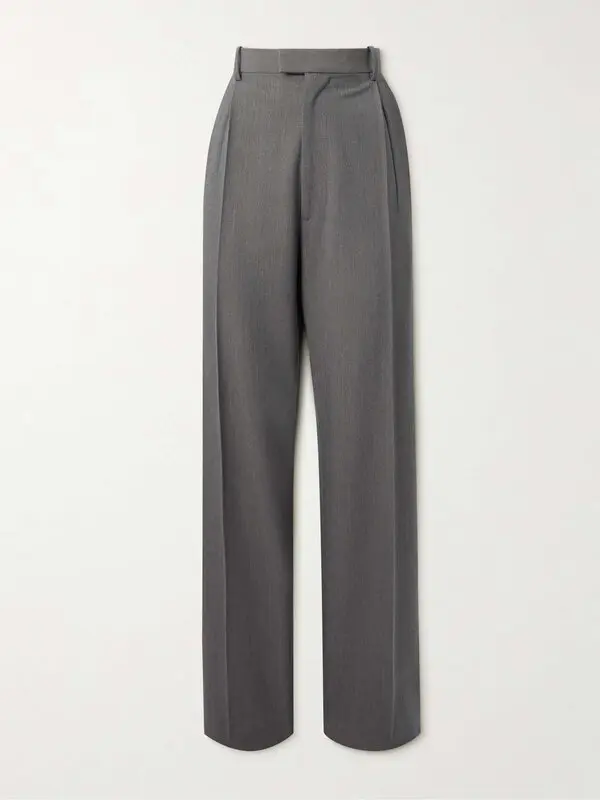 Bottega Veneta Pleated Wool-blend Straight-leg Trousers