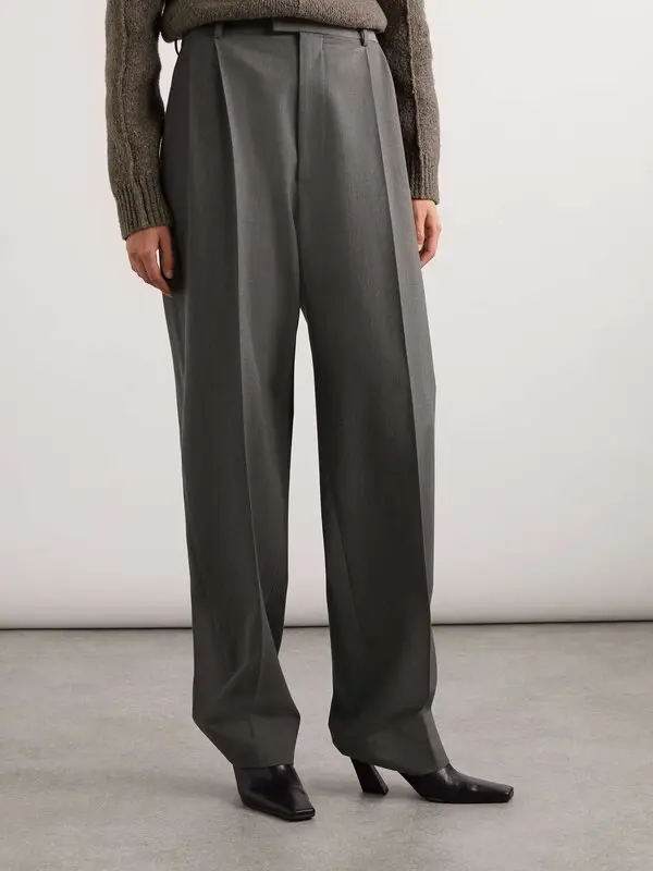 Bottega Veneta Pleated Wool-blend Straight-leg Trousers