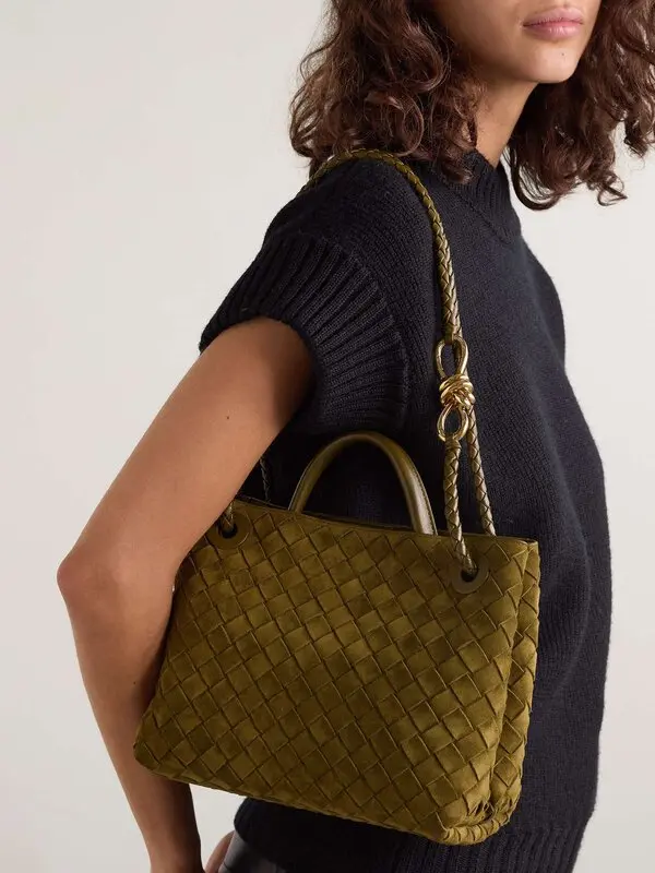 Bottega Veneta Andiamo Intrecciato Suede Tote