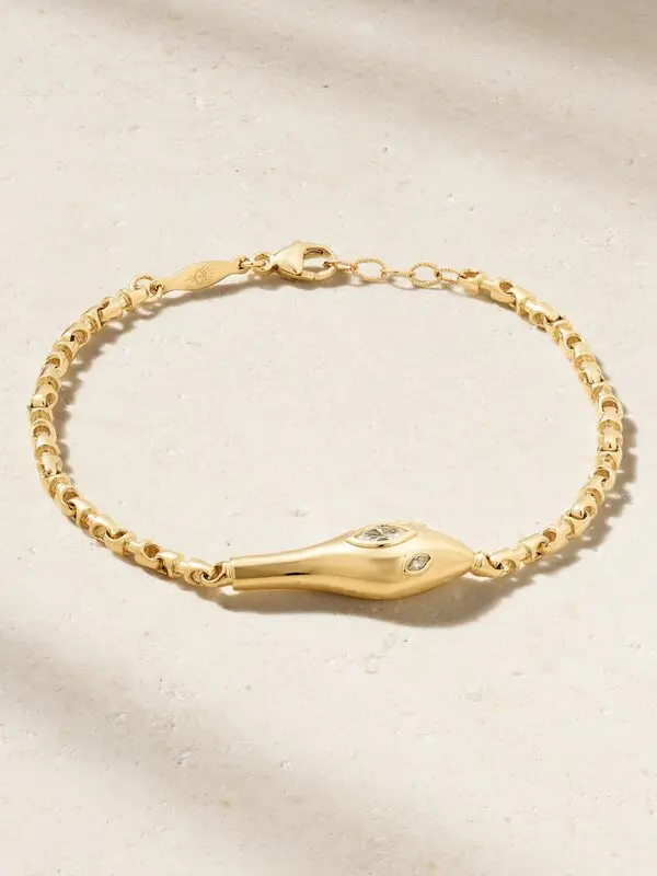 Jacquie Aiche 14-karat Diamond Snake Bracelet - Gold