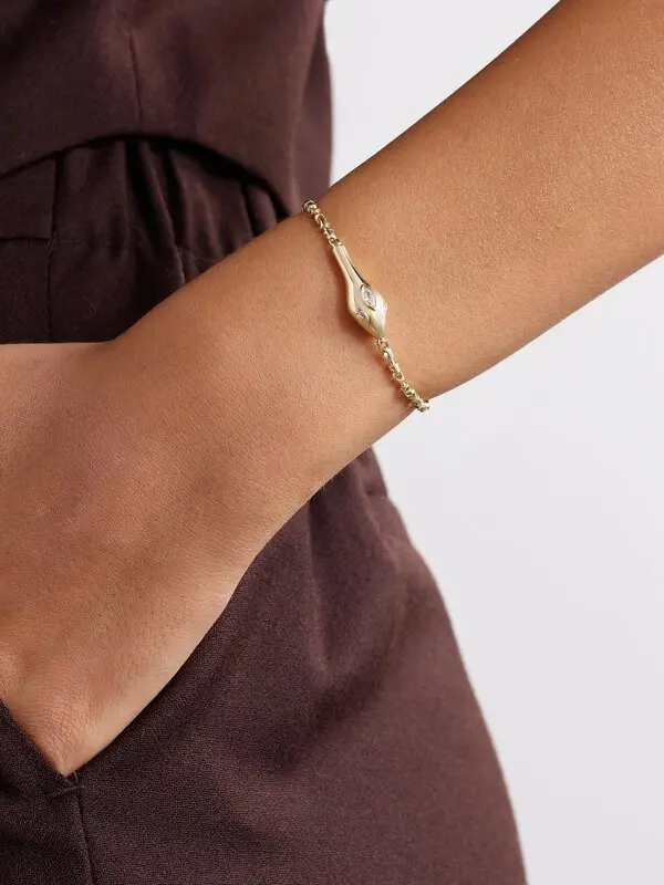 Jacquie Aiche 14-karat Diamond Snake Bracelet