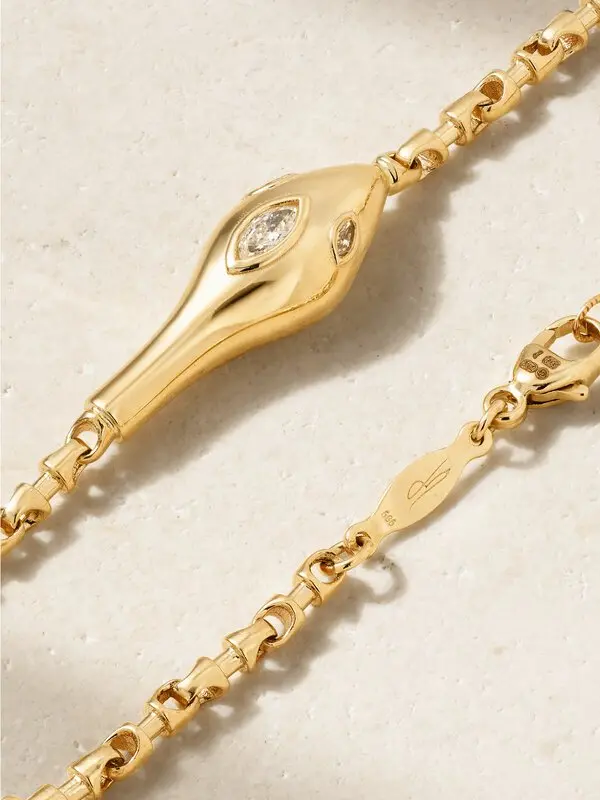 Jacquie Aiche 14-karat Diamond Snake Bracelet