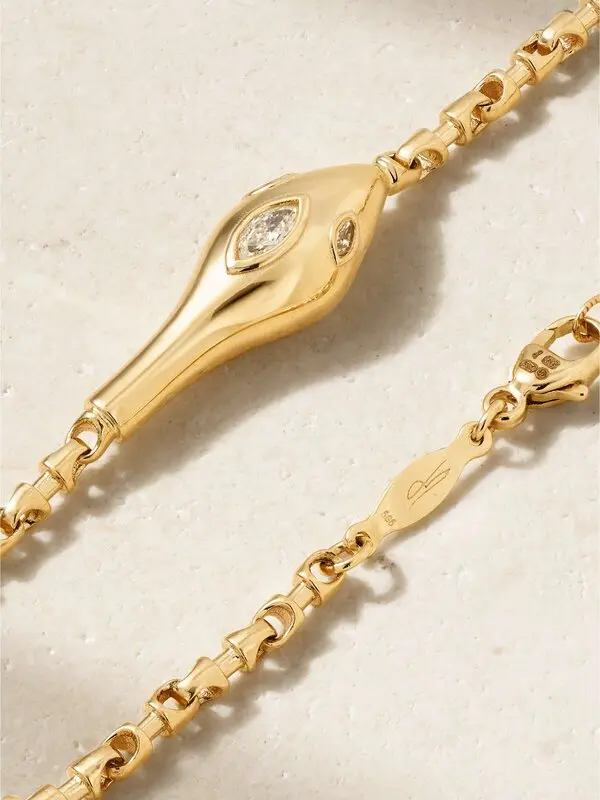 Jacquie Aiche 14-karat Diamond Snake Bracelet