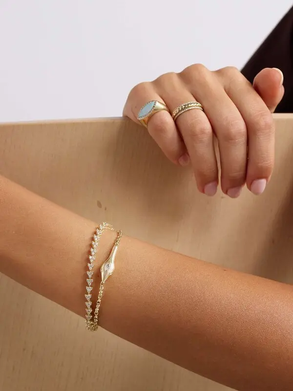 Jacquie Aiche 14-karat Diamond Snake Bracelet