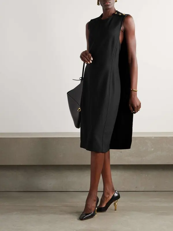 Bottega Veneta Cape-effect Ribbed Wool-blend Dress