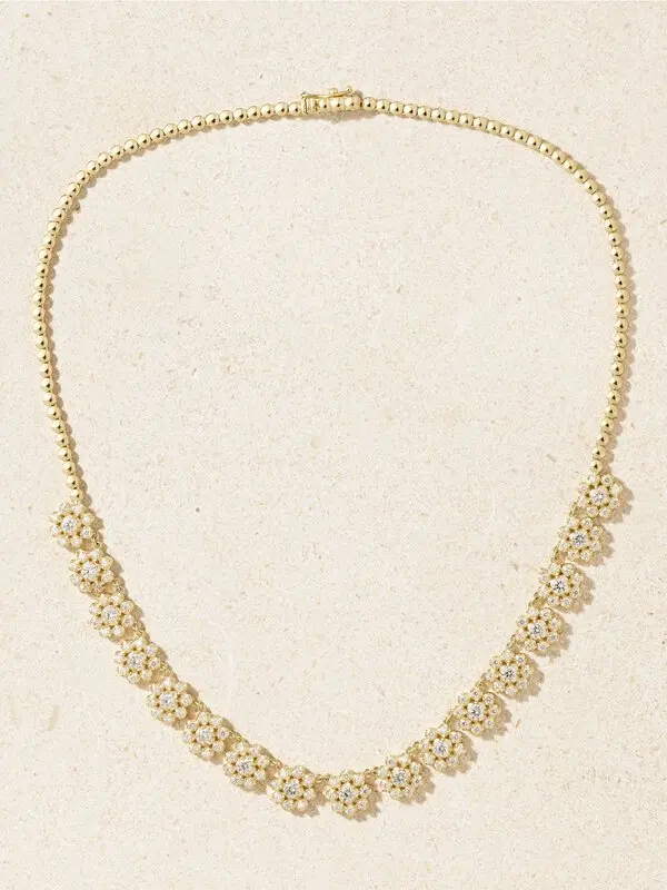 Jennifer Meyer Flower 18-Karat Diamond Tennis Necklace Gold