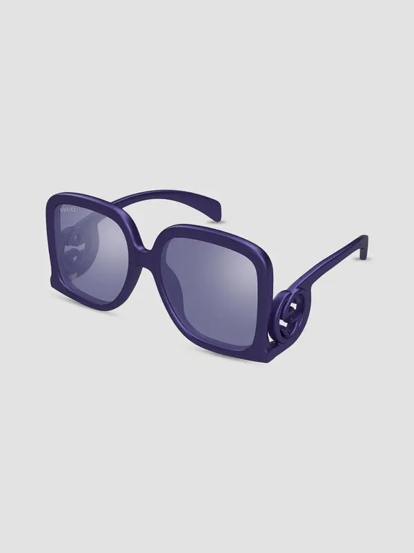 Gucci 58mm Rectangular Sunglasses - Violet Dark Grey