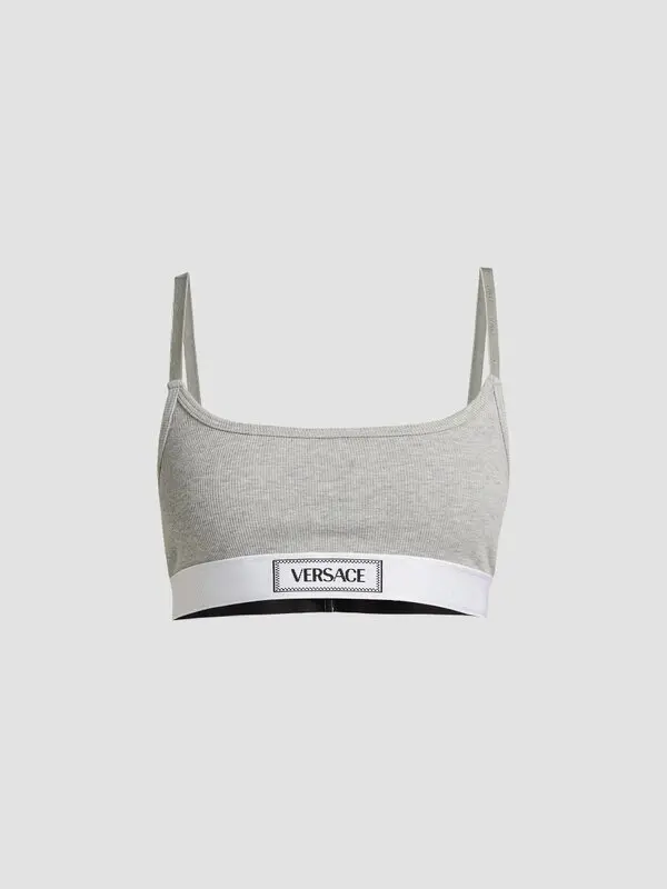 Versace Cotton Rib Logo Bralette