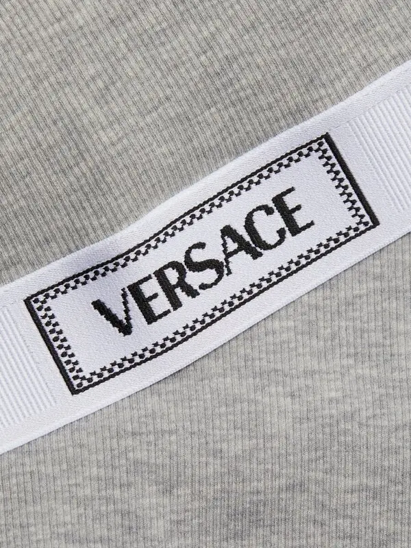 Versace Cotton Rib Logo Bralette