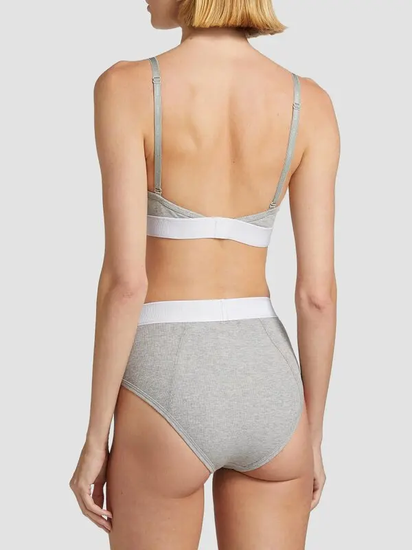 Versace Cotton Rib Logo Bralette