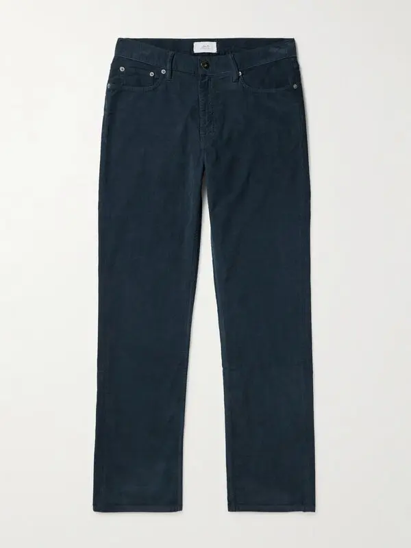 Mr P. Samuel Straight-leg Cotton-blend Corduroy Trousers - Blue