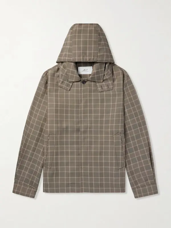 Mr P. Checked Recycled-shell Hooded Coach Jacket