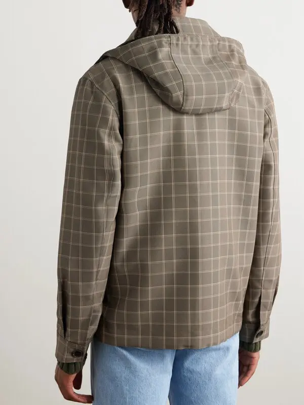 Mr P. Checked Recycled-shell Hooded Coach Jacket