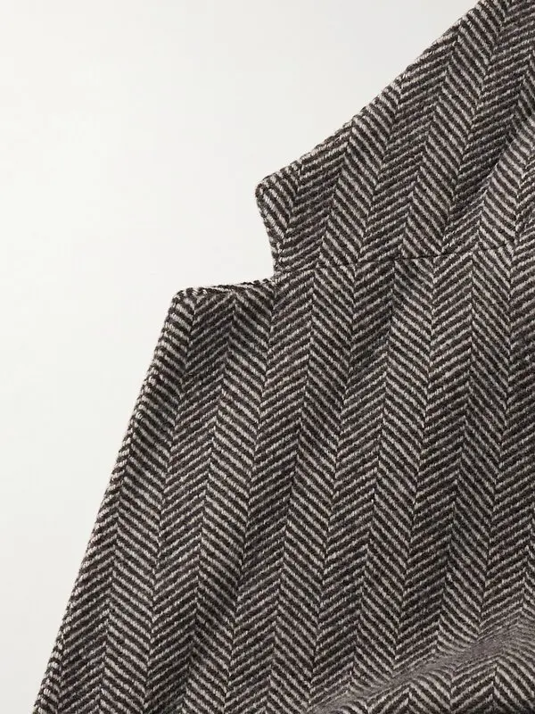 Officine Générale Leon Double-breasted Herringbone Cashmere Blazer - Brown