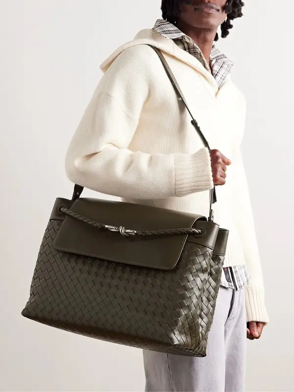 Bottega Veneta Andiamo Intrecciato Leather Messenger Bag
